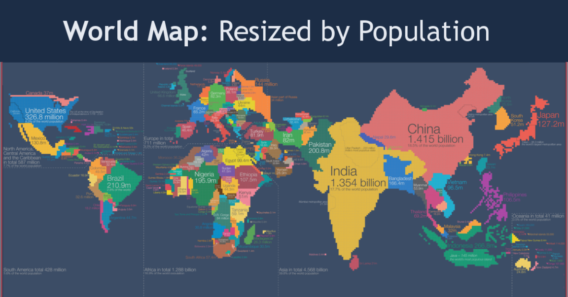 Map : Another interpretation of the world’s population. – Infographic ...