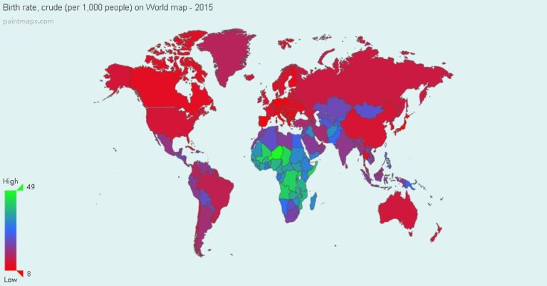 Map : Birth rate, crude (per 1,000 people) – Infographic.tv – Number ...