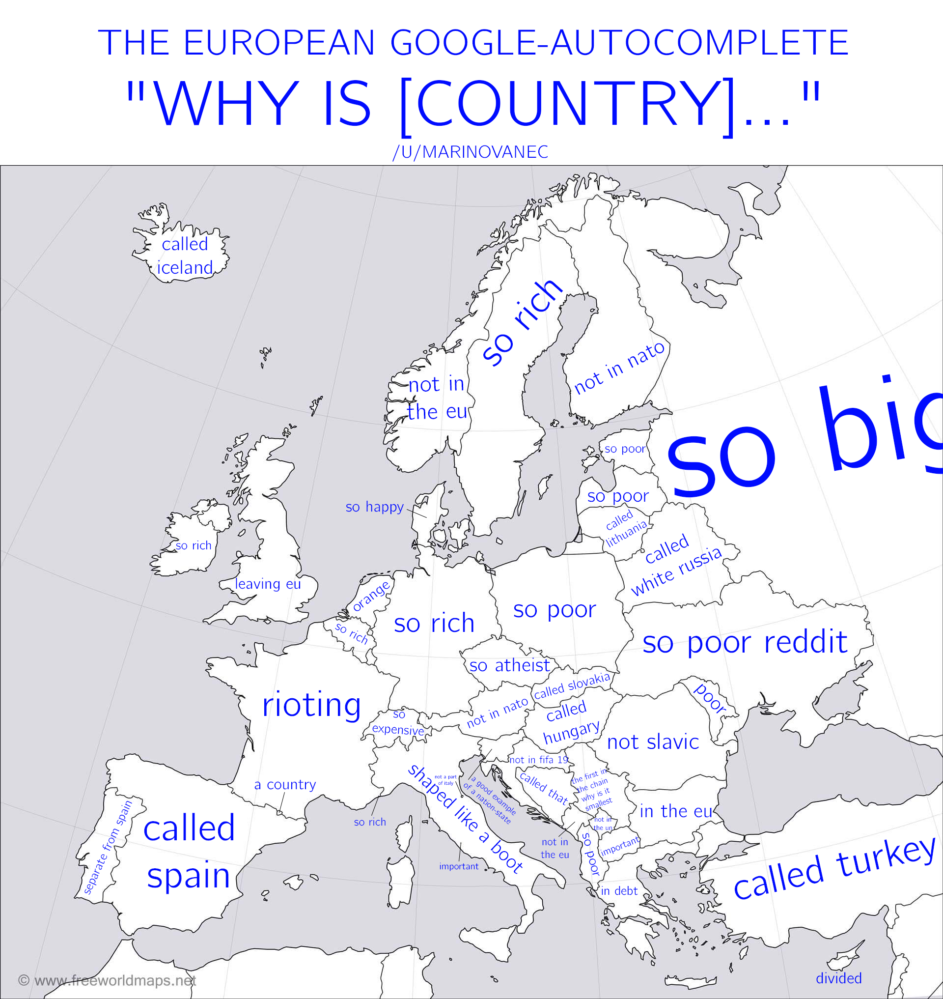 Map : Europe as seen by Google Search – Infographic.tv – Number one ...