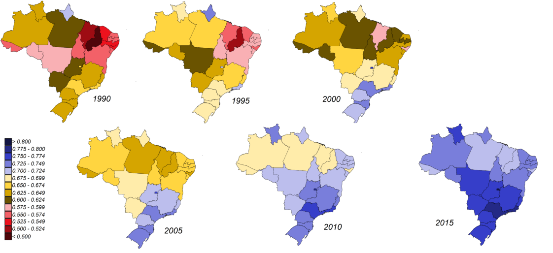 Map : HDI evolution in Brazilian states between 1990-2015 – Infographic ...