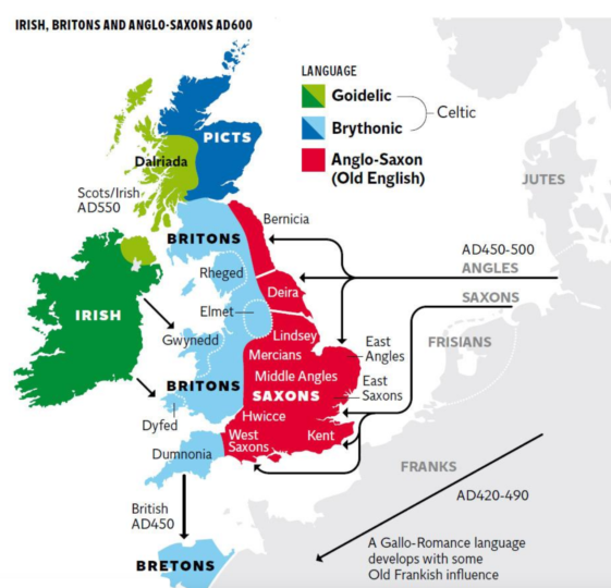 Map : Irish, Britons and Anglo-Saxons AD 600 – Infographic.tv – Number ...