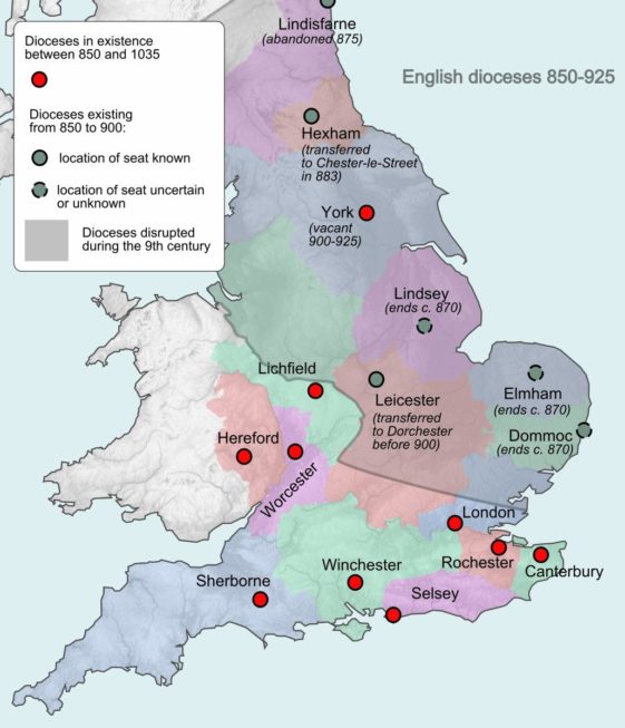 Map : Map of english dioceses in 850-1035 - Infographic.tv - Number one ...