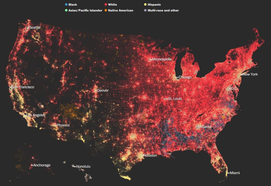 Map : Racial distribution in America – Infographic.tv – Number one ...