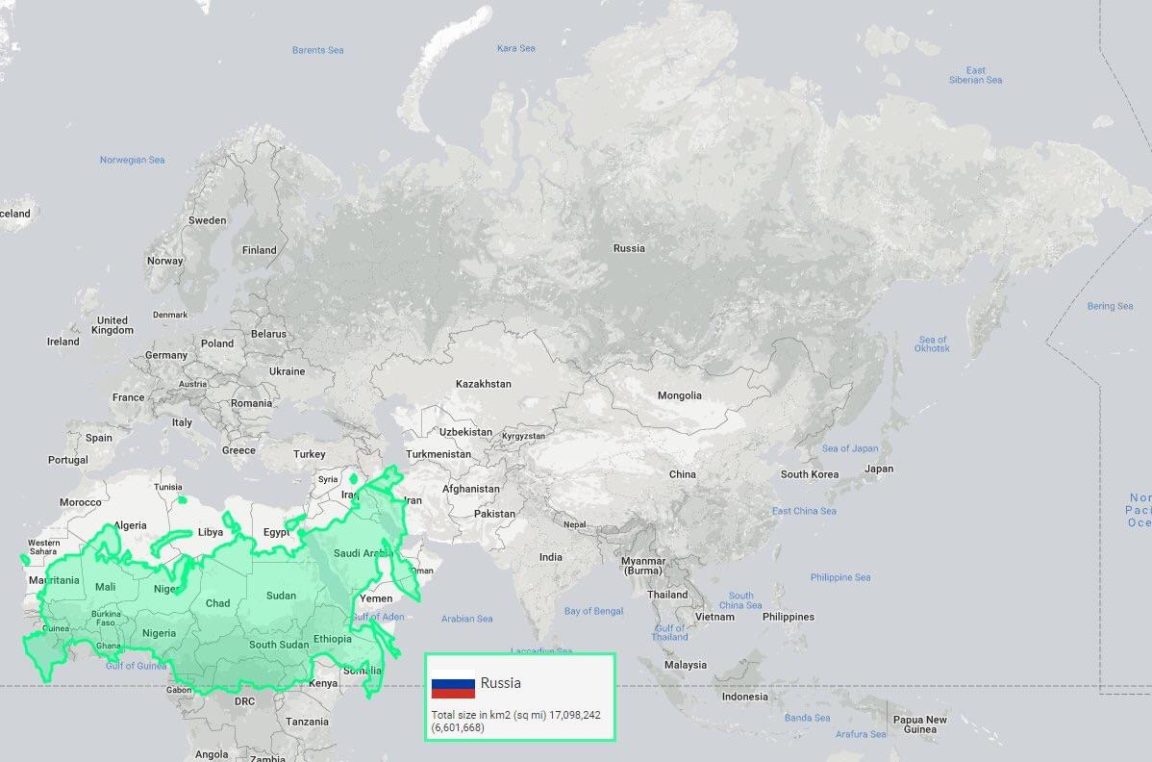 Map : Real size of Russia in comparation to Africa. – Infographic.tv ...