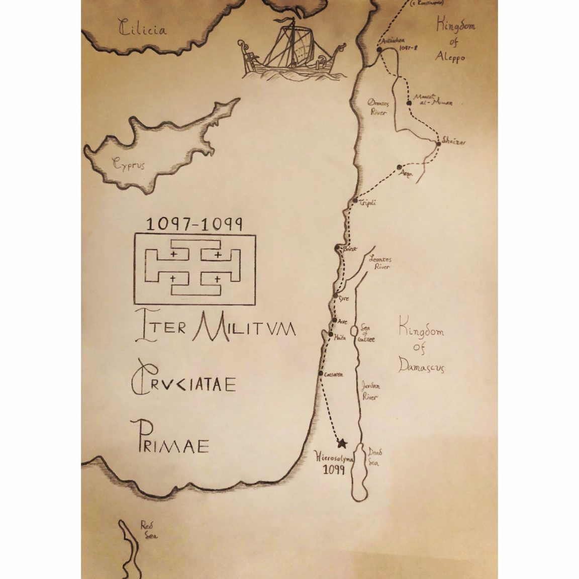 Map : The Route of the First Crusade in the Holy Land (OC: July 2018 ...