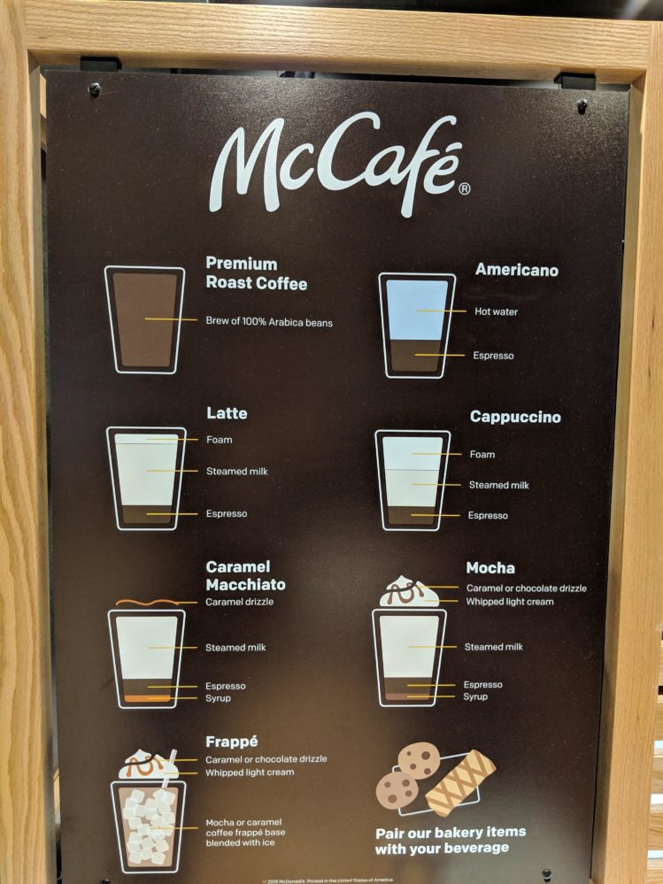 Visual : This McDonalds menu explaining their McCafe drinks ...