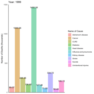 data visualization : Largest Causes of Death in the United States: 1999 ...