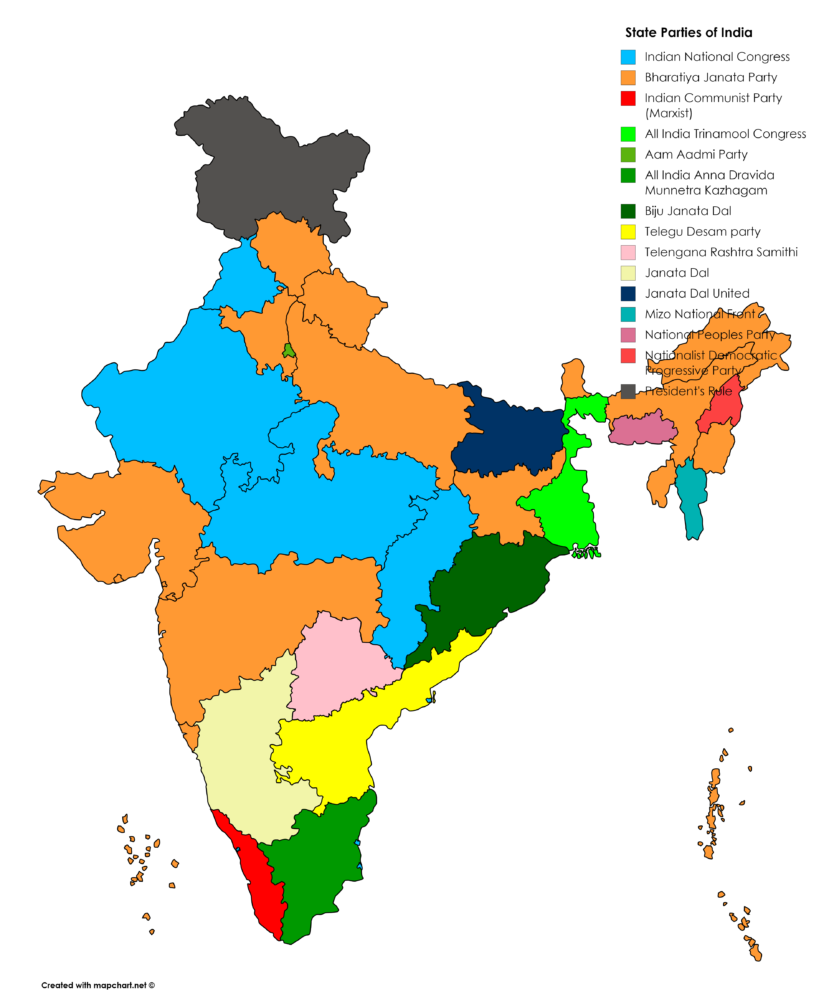 data visualization : Map of Indian states by ruling party after the ...