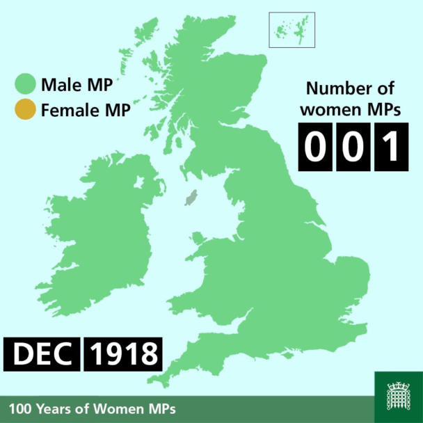 data visualization : Parts of the UK with women Members of Parliament ...
