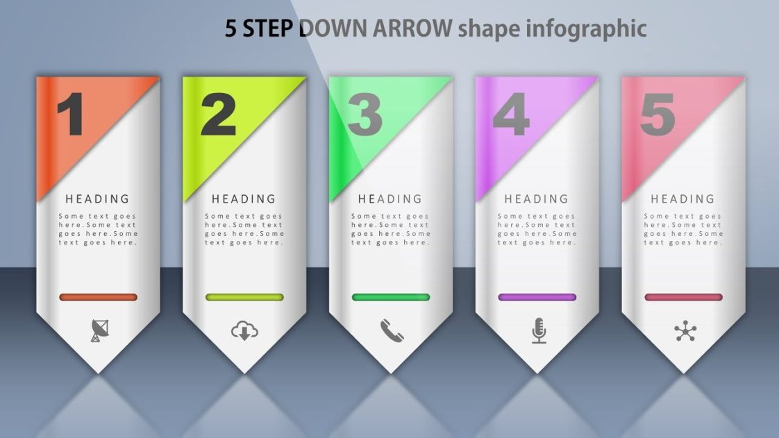 Video Infographic : 16.Create 5 STEP DOWN ARROW infographic/PowerPoint ...