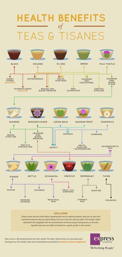 Data Chart : Infographic shows the health benefits of teas and tisanes – Infographic.tv – Number ...