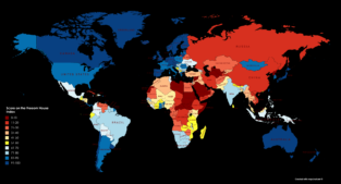 Map : A map to show the score of countries on the Freedom House Index ...