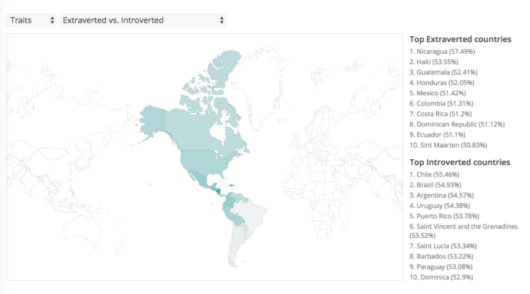 Map : Americas Personality Test Map Extraverted vs. Introverted ...