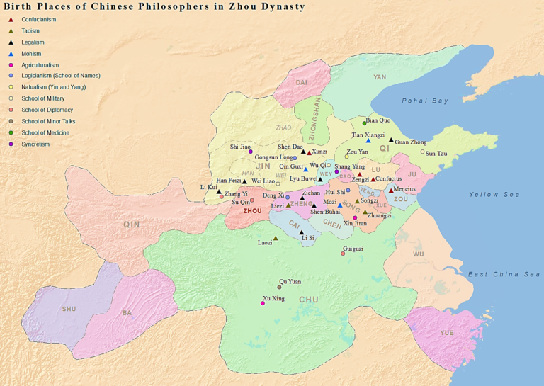 Map : Birth places of notable Chinese philosophers in the Zhou dynasty ...