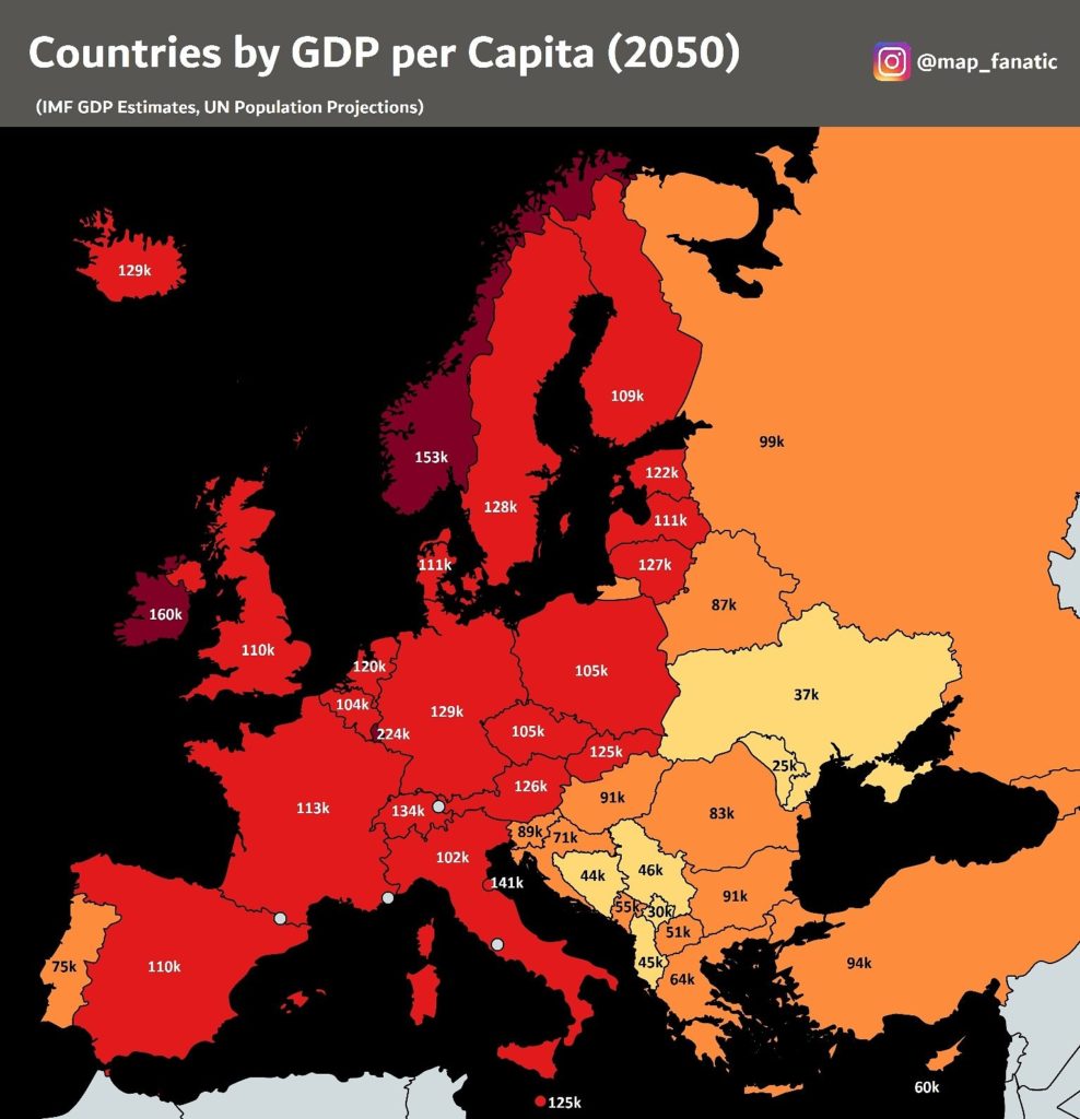 Map : Countries by GDP per Capita (2050) – Infographic.tv – Number one ...