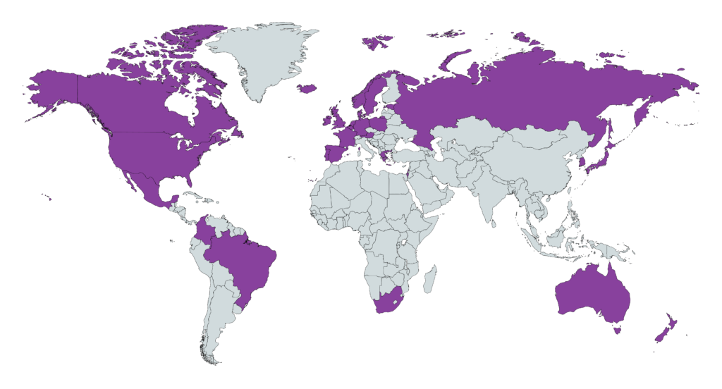 Map : Coutries of origin of the singers that I have saved in my Spotify ...