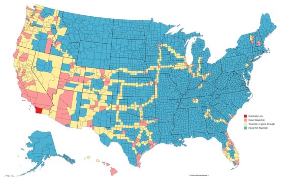 Map : Finally finished a map of everywhere I’ve been. I hope to have ...