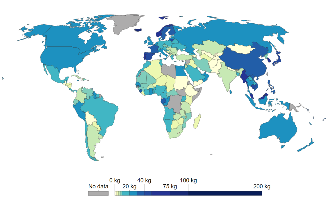 Map : Fish and Seafood consumption per capita 2013 data – Infographic ...