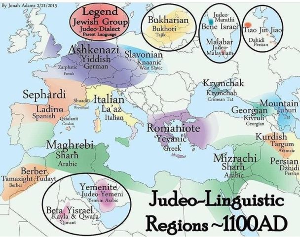Map : Jewish Communities Of 1100 AD, divided by language – Infographic ...