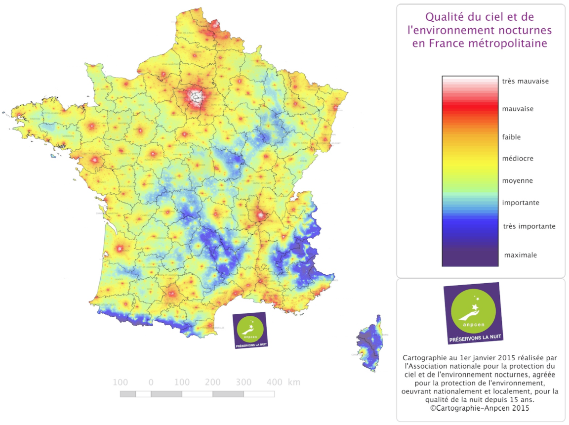 Map : Light pollution in France – Infographic.tv – Number one ...