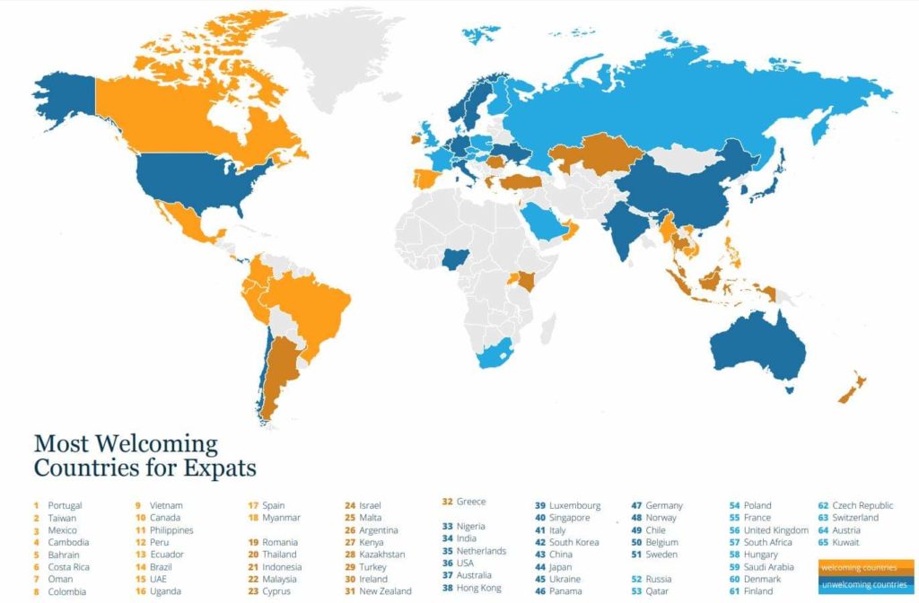 Map : Most welcoming countries – Infographic.tv – Number one ...