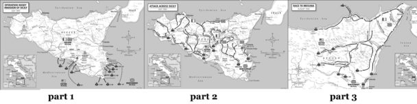 Map : Operation Husky, Allied (US & UK) liberation of Sicily during WW2 ...