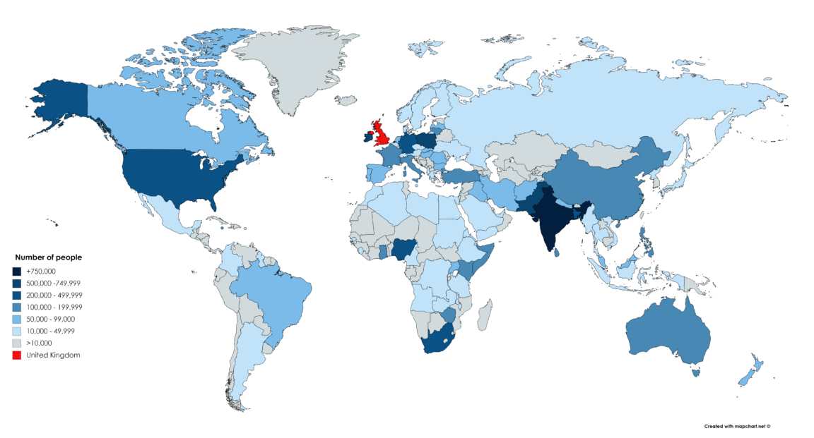 Map : Origin of foreign born citizens of the UK (2015). – Infographic ...