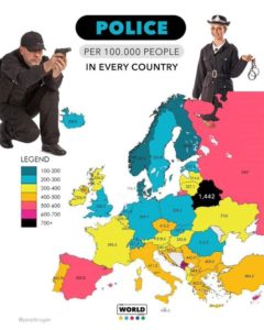 Map : Police per 100k people in every country in Europe – Infographic ...