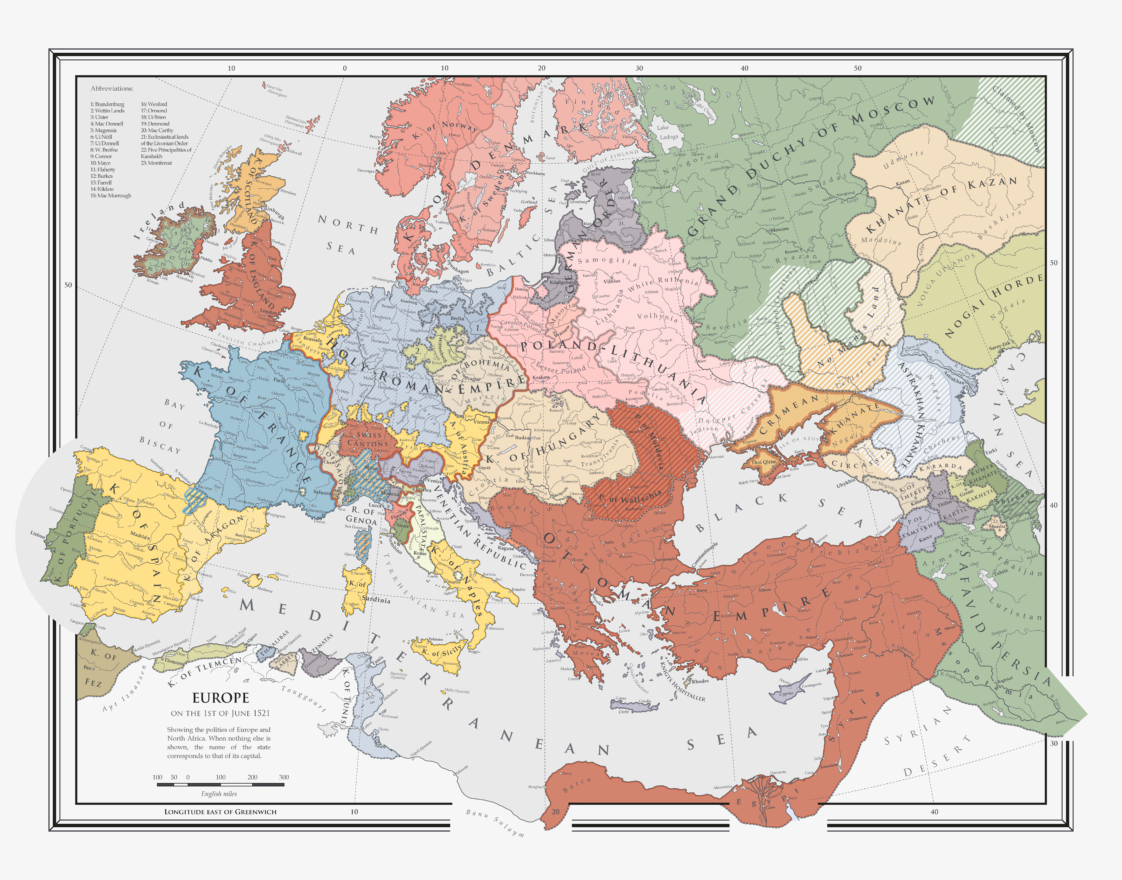 Map : The Kalmar Union Restored: Europe in 1521 - Infographic.tv ...