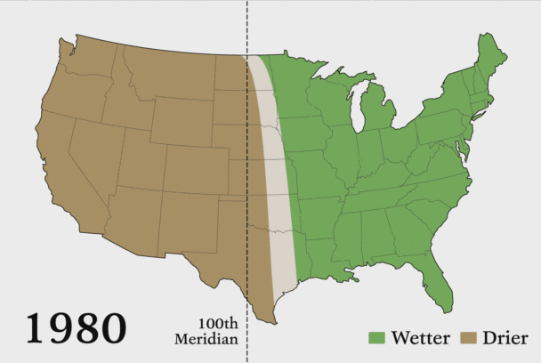 Map : The U.S. climate boundary that separates the humid east from the ...