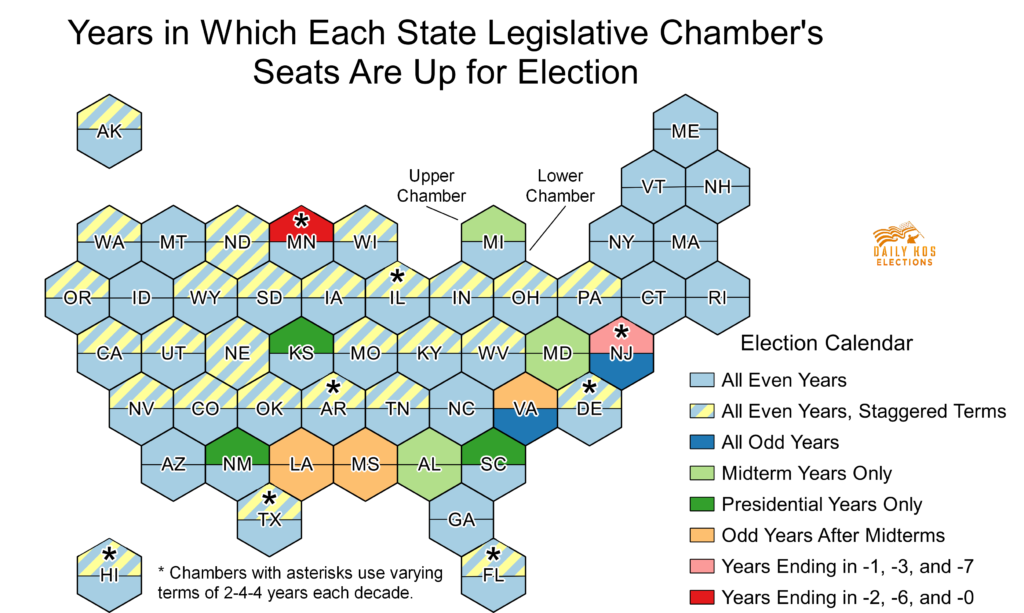 Map : Timing of U.S. state legislative elections for each chamber [3507 ...