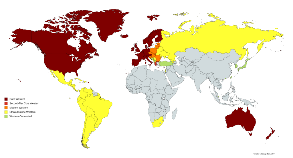 Map : What countries are part of the Western World? My attempt at ...
