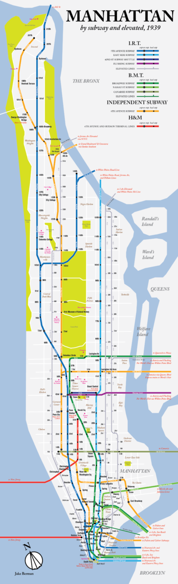 Map : manhattan subway lines, 1939 – Infographic.tv – Number one ...