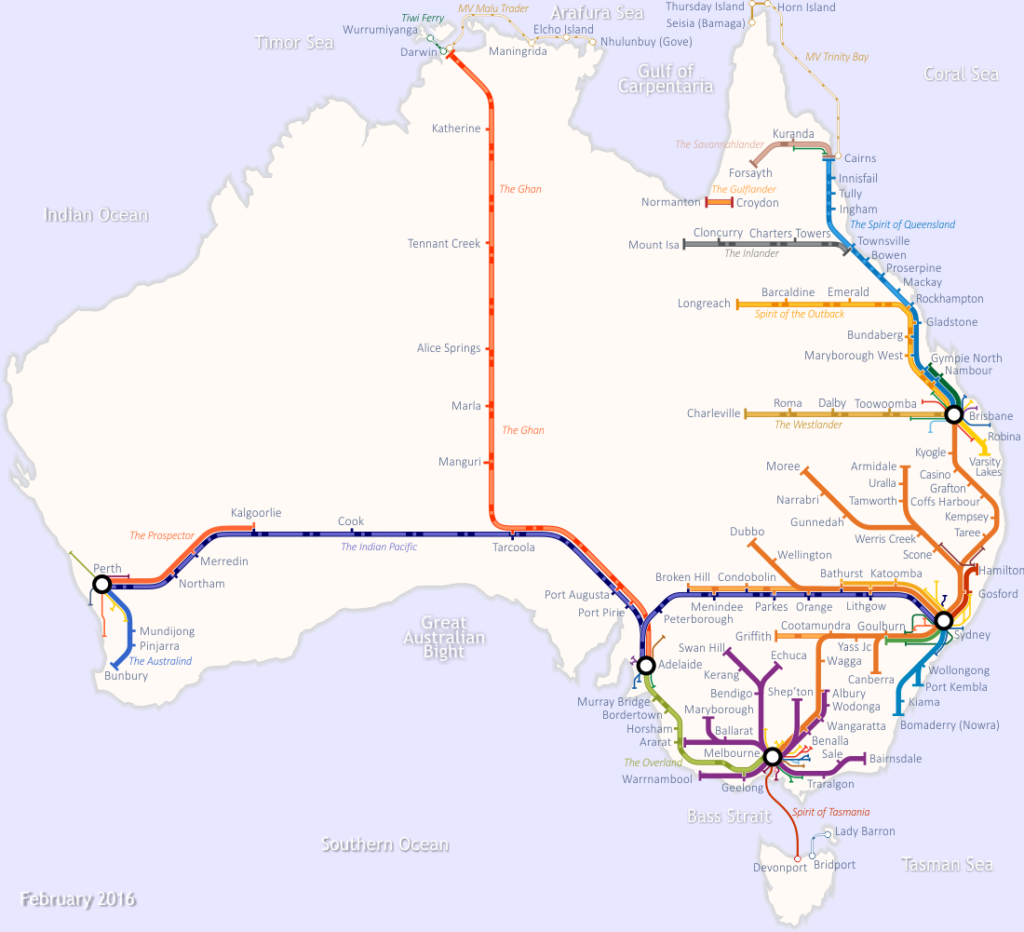 Visual : Guide to scheduled rail and sea transport in Australia ...