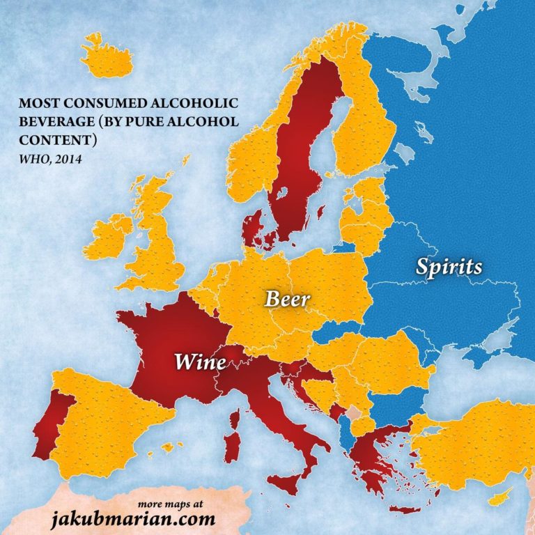 Visual : Most consumed alcohol beverage in European countries ...
