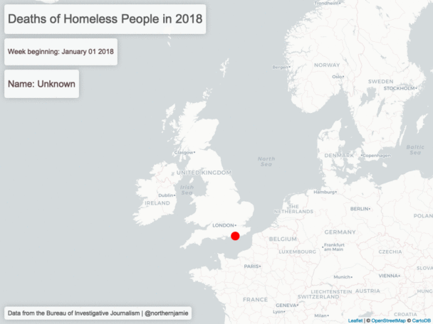 data visualization : Animated map of deaths of homeless people in the ...