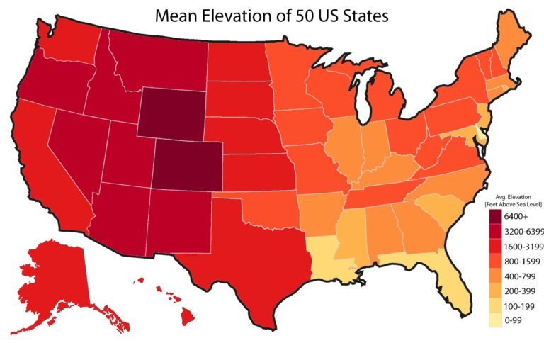 data visualization : Average Elevation of 50 US States[OC ...