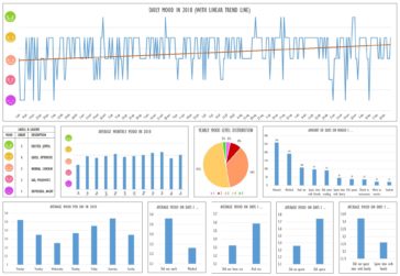 data visualization : During 2018, I kept a daily log of my mood and ...