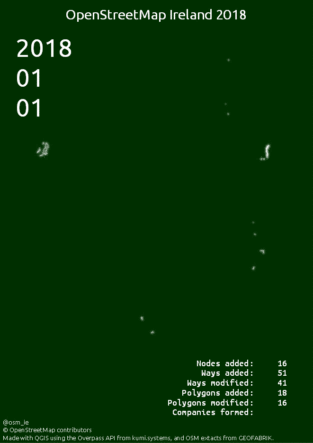 data visualization : Every Edit on OpenStreetMap in Ireland During 2018 ...