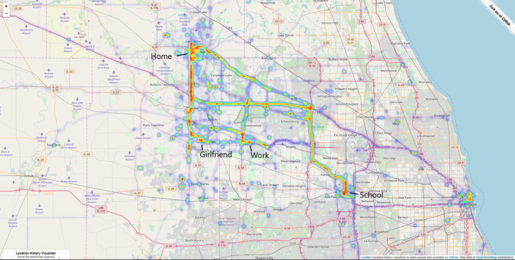 data visualization : Heatmap of my location as a college commuter in ...