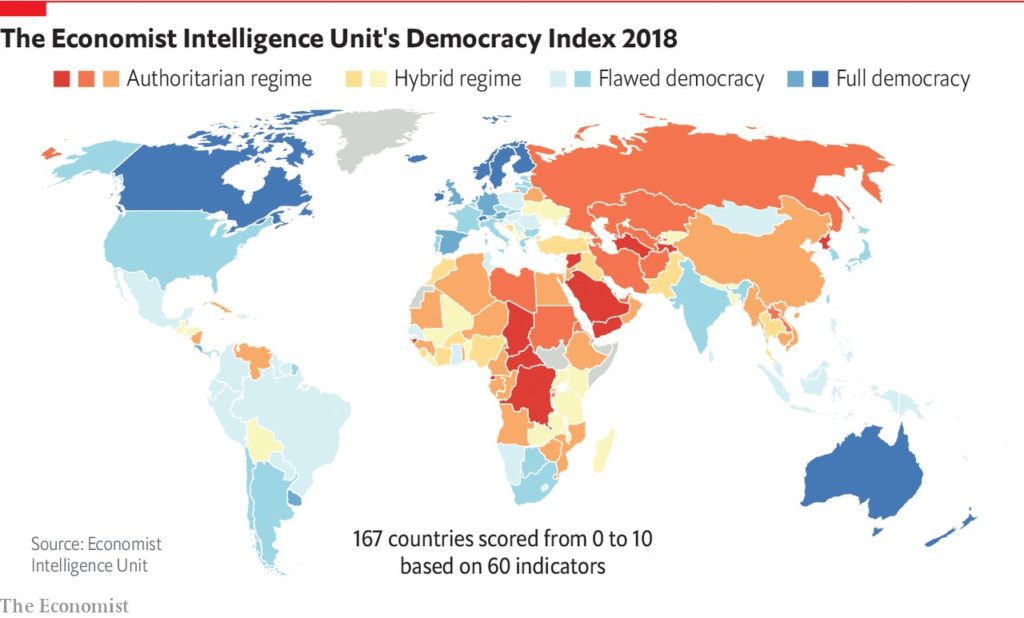 data visualization : The retreat of global democracy stopped or paused ...