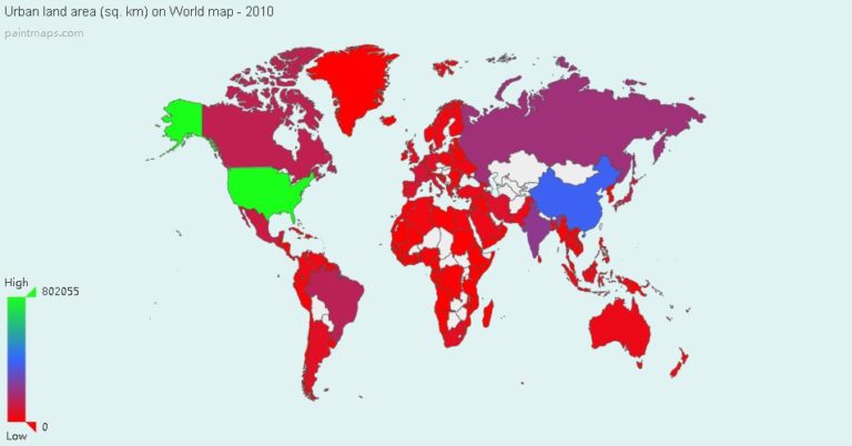 data visualization : Urban land area (sq. km.) – Infographic.tv ...
