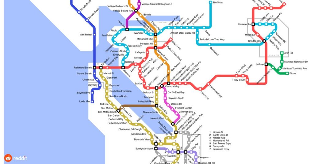 data visualization : Visualization of Taco Bell’s if they were connected by rail in the SF Bay ...