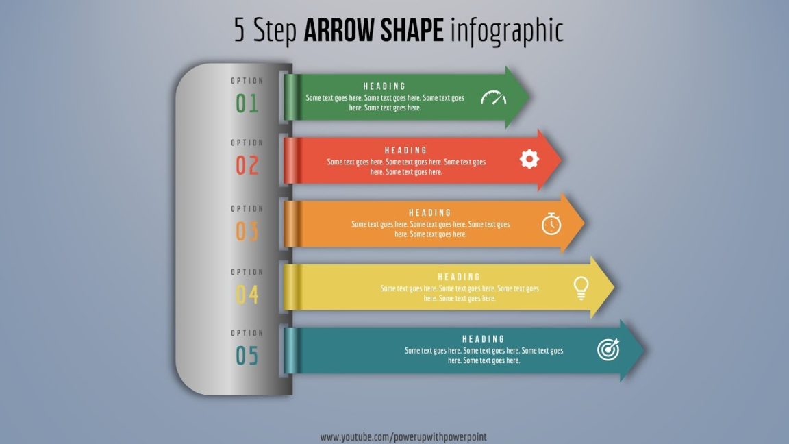 Video Infographic 25 Create 5 Step Arrow Shape Infographic Powerpoint