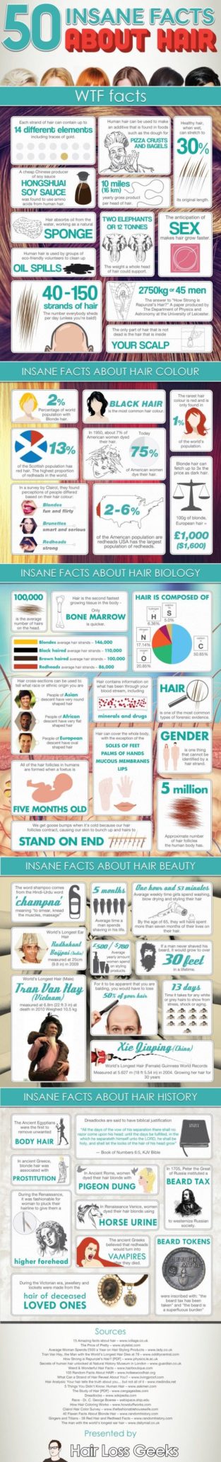Data Chart : 50 Insane Facts About Hair [Infographic – Infographic.tv ...