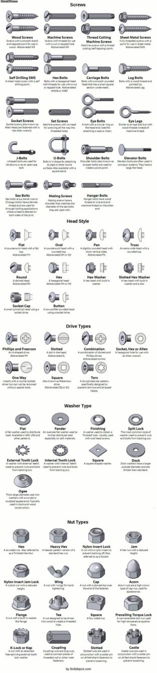 Data Chart : Types of Screws and Bolts [Guide] [Infographic ...