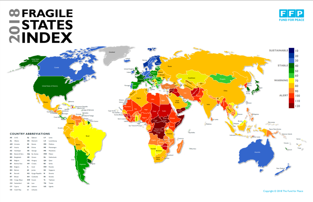 Map : 2018 Fragile States Index map – Infographic.tv – Number one ...