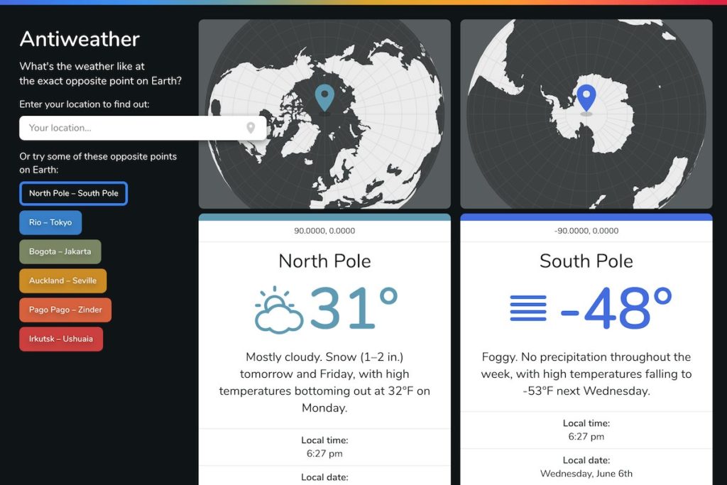 Map : A website that allows you to compare the weather at your location ...