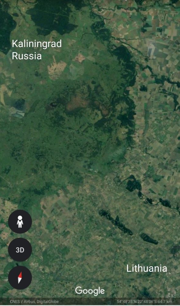 Map : Border between Kaliningrad (Russia) and Lithuania from space ...