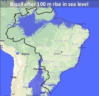 Map : Brazil's coast and borders if sea levels rose 100 meters ...